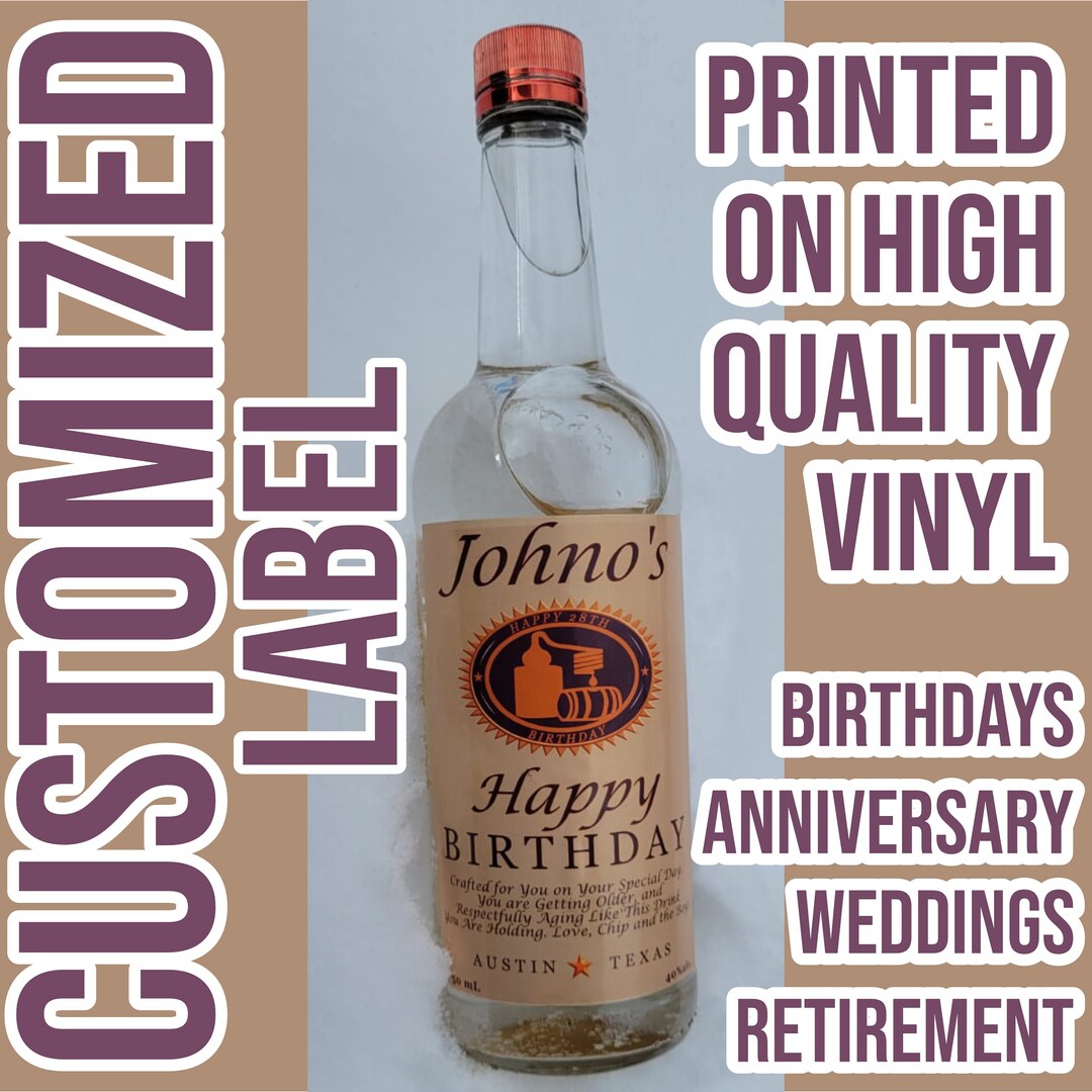 Sticker Label - Personalized Vodka Label, Birthday Custom Label, Custom ...