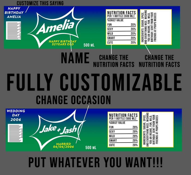 Digital Download-sprite Label, Personalized Sprite Bottle, Custom Pop ...