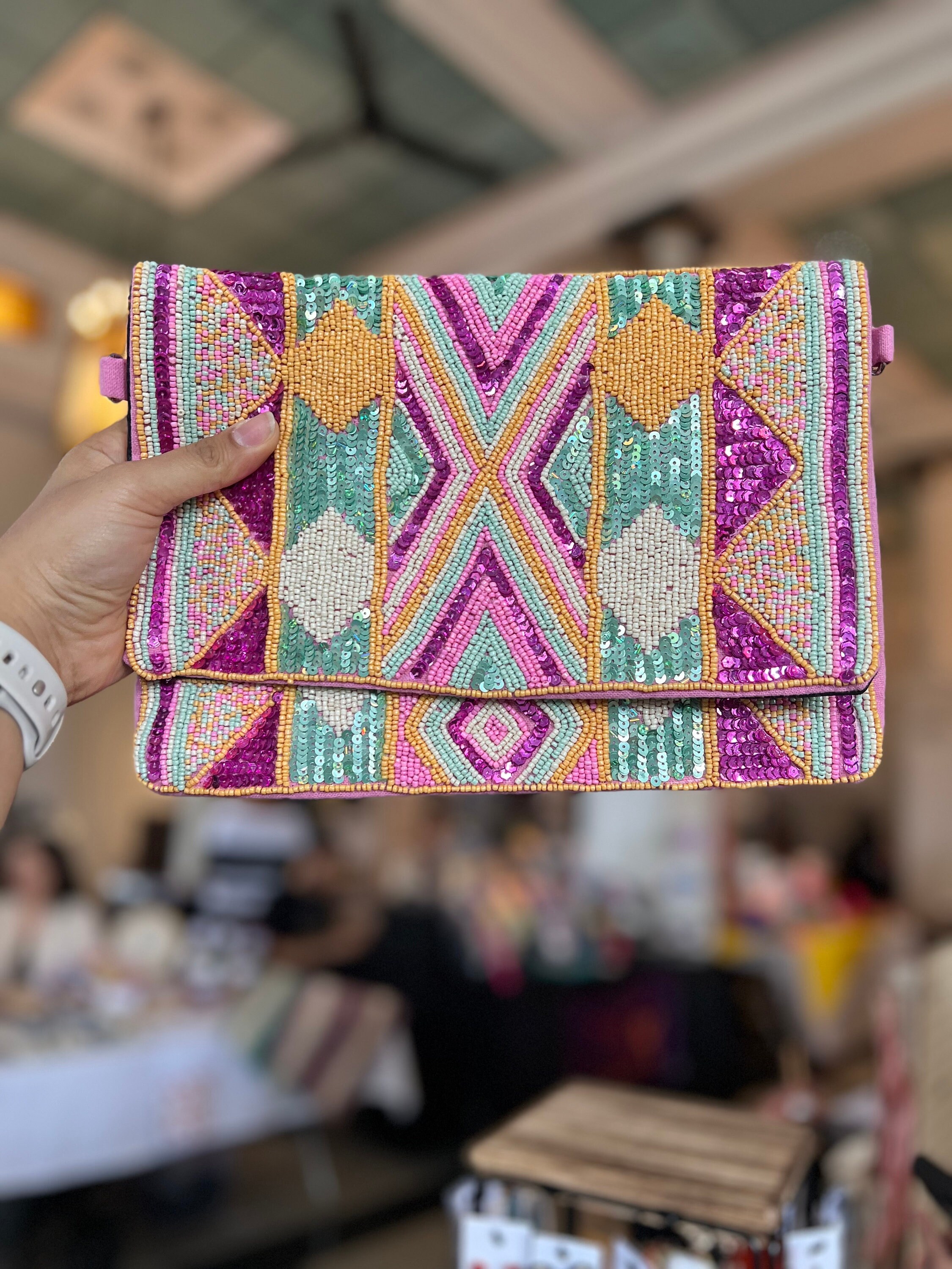 Handmade Stylish Clutch, Aesthetic Clutch, Crossbody Bag, Seed Bead ...