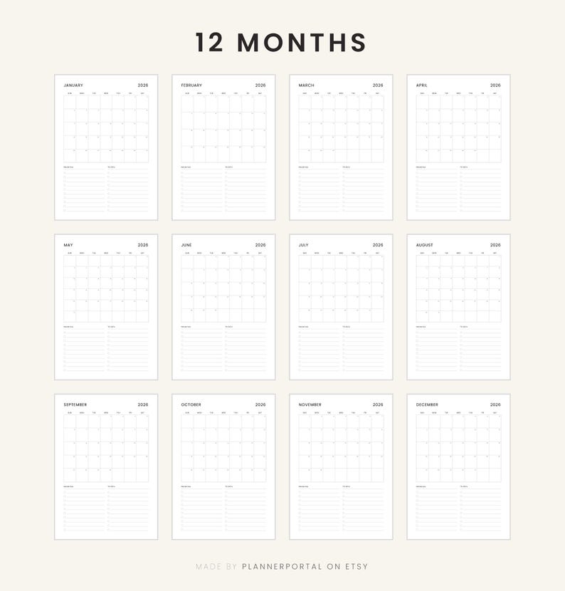 2026 Monthly Life Planner, Fillable Calendar, Priorities & To-do List ...
