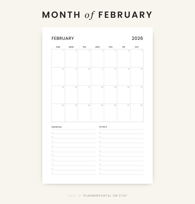 2026 Monthly Life Planner, Fillable Calendar, Priorities & To-do List ...