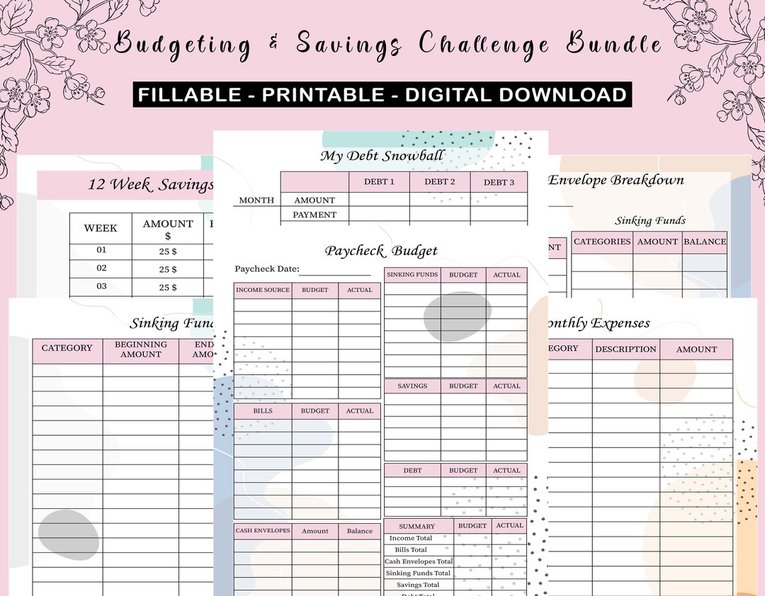 Budgeting Bundle of 8 Printable Templates Digital Download PDF File ...