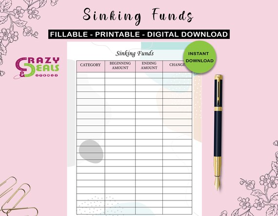 Sinking Funds Printable Template Digital Download PDF File | Etsy