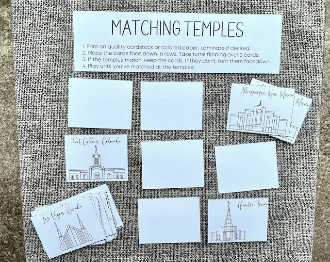 LDS Temple Matching Game - Etsy