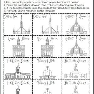 Temple Matching Game - Church of Jesus Christ of Latter-day Saints 24 ...