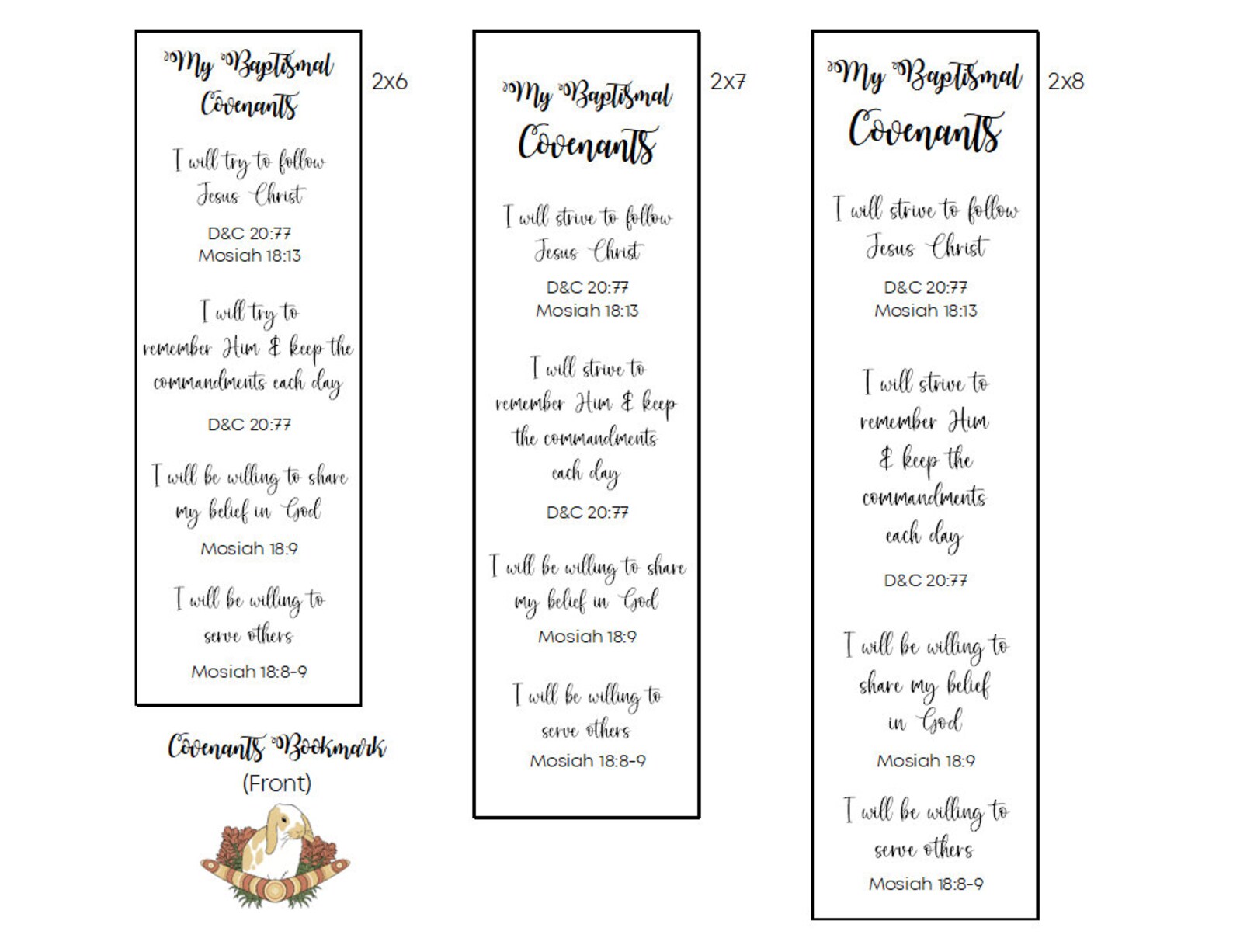 Baptism & Temple Covenants Bookmark Church of Jesus Christ - Etsy