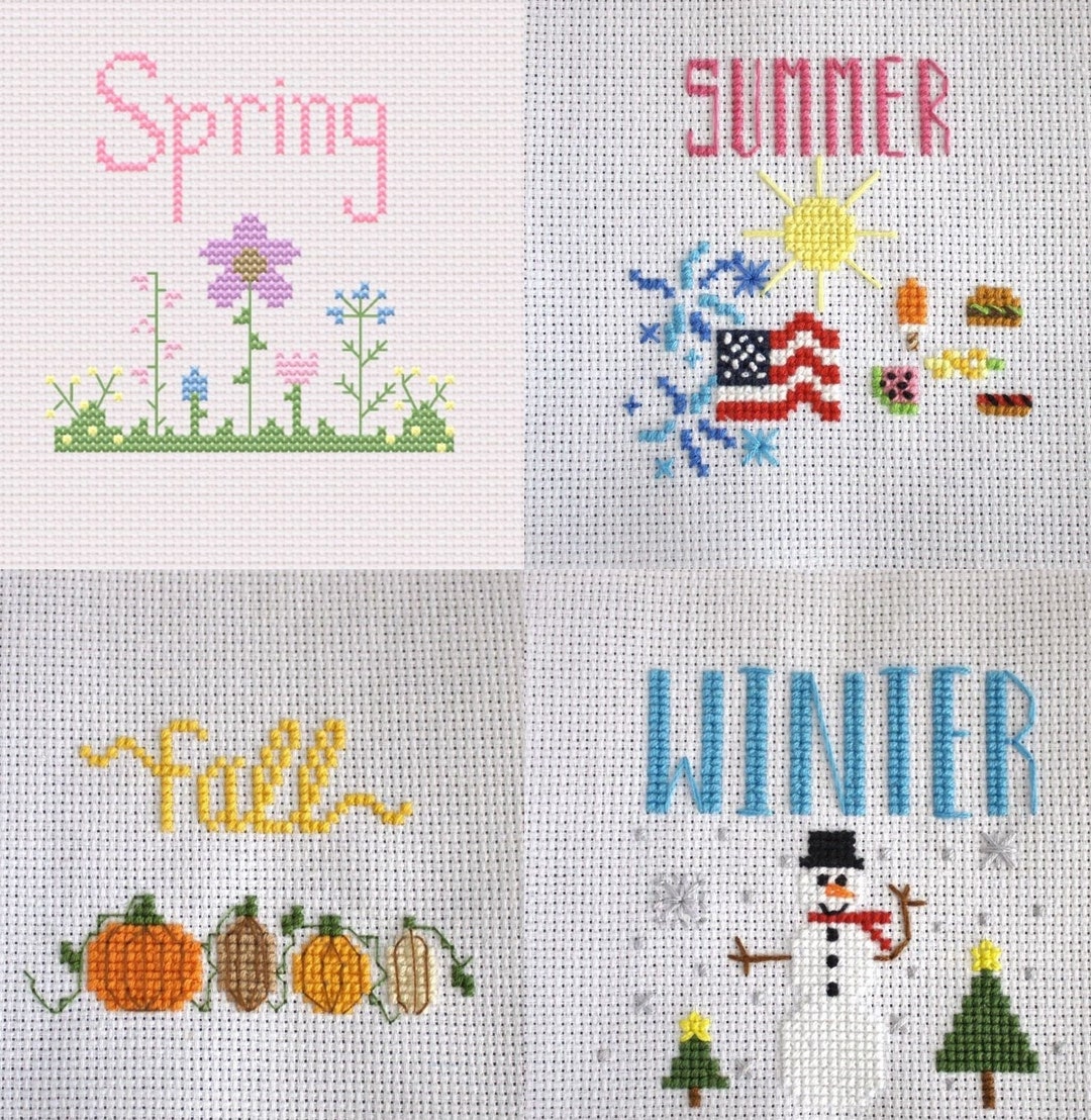 All 4 Seasons Mini 4x4 Cross Stitch Pattern Pdfbundle - Etsy