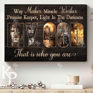 My God Way Maker Miracle Worker Canvas - Jesus and Lion Judah, Jesus ...
