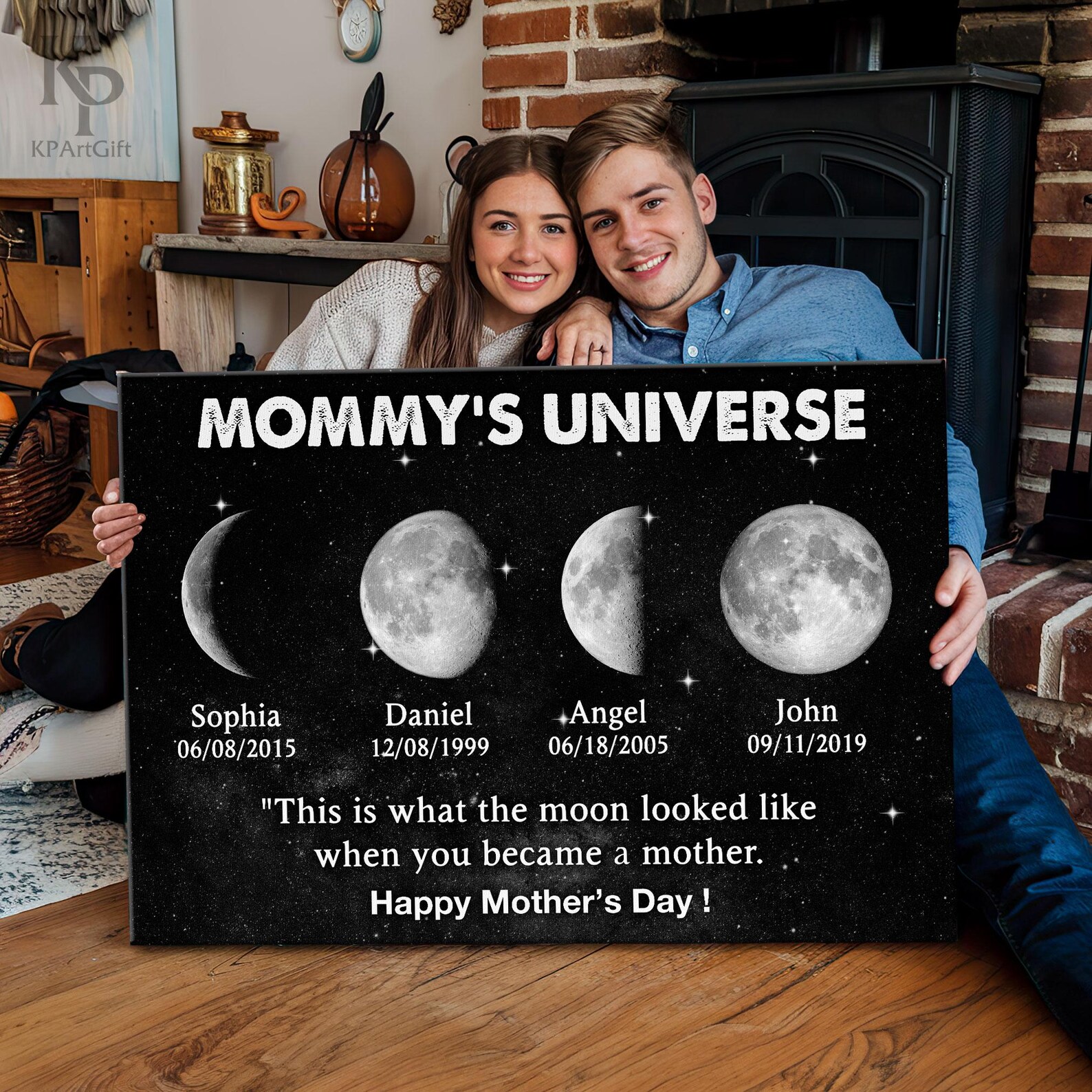 Custom Mommy’s Universe Moon Phase, Mother’s Day Gift With Kids’ Birth ...