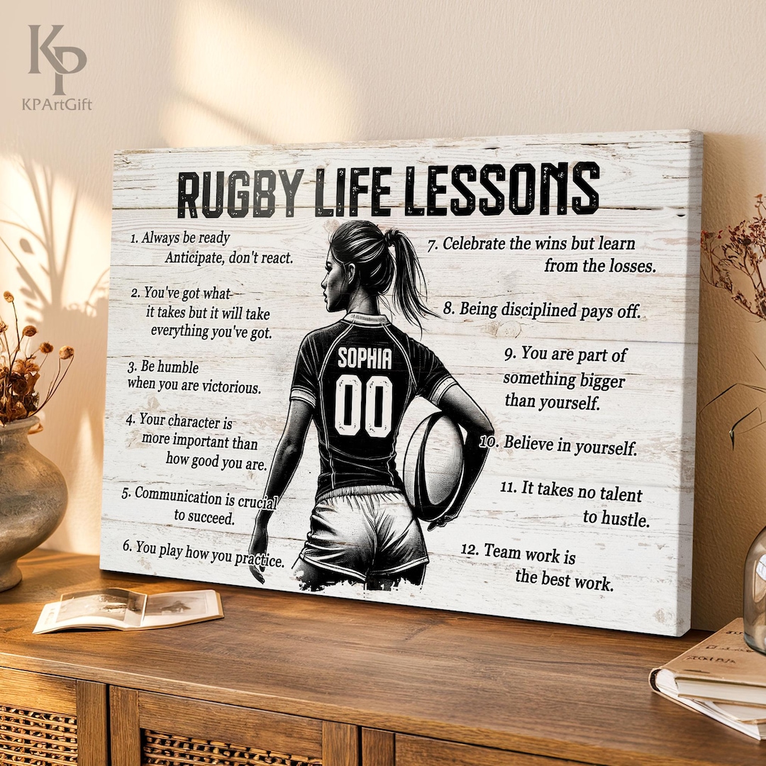 Rugby Life Lessons Personalized Canvas, Custom Rugby Poster Print ...