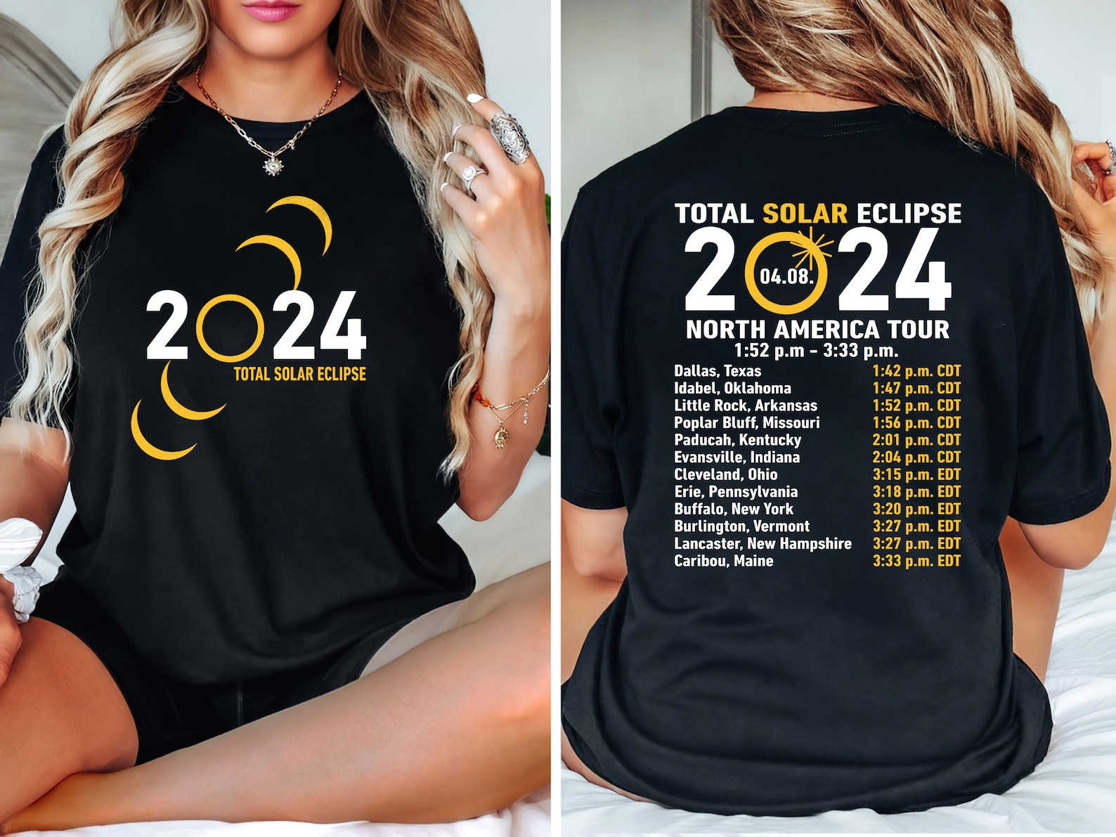Total Solar Eclipse 2024 PNG Double-sided Shirt PNG File, April 8th ...