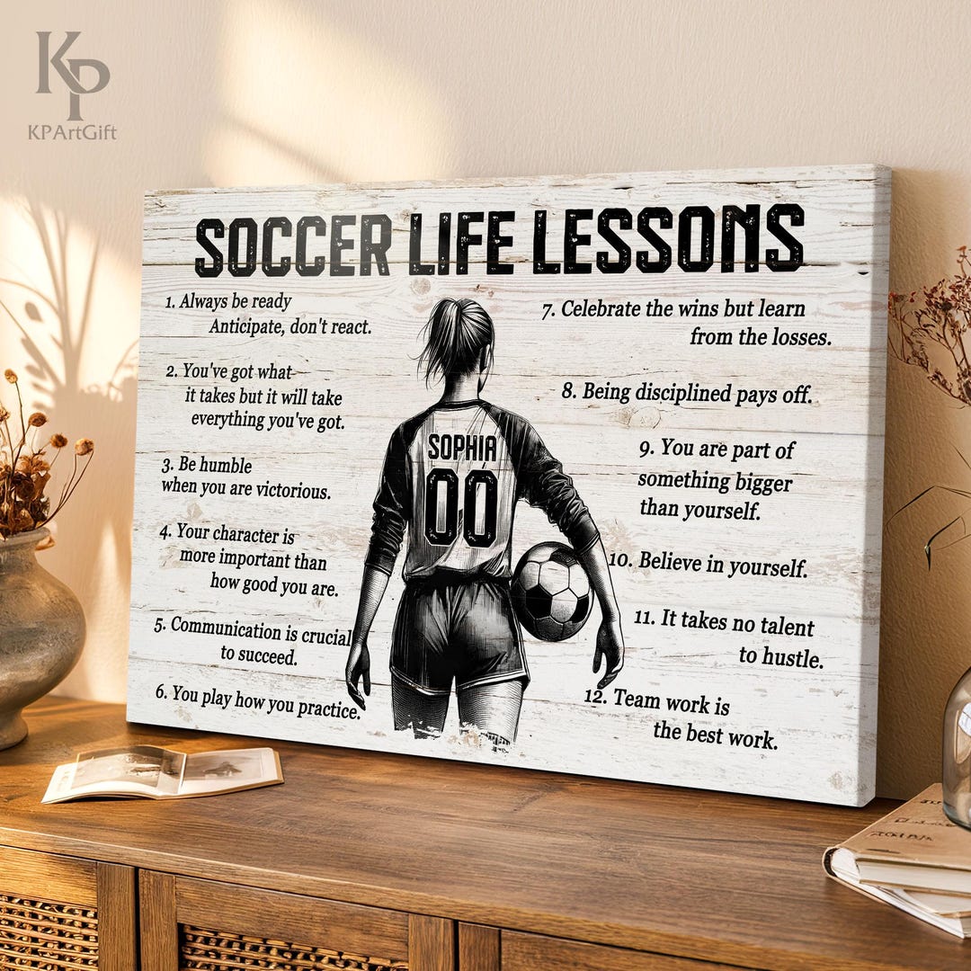 Soccer Life Lessons Personalized Canvas, Custom Soccer Poster Print ...