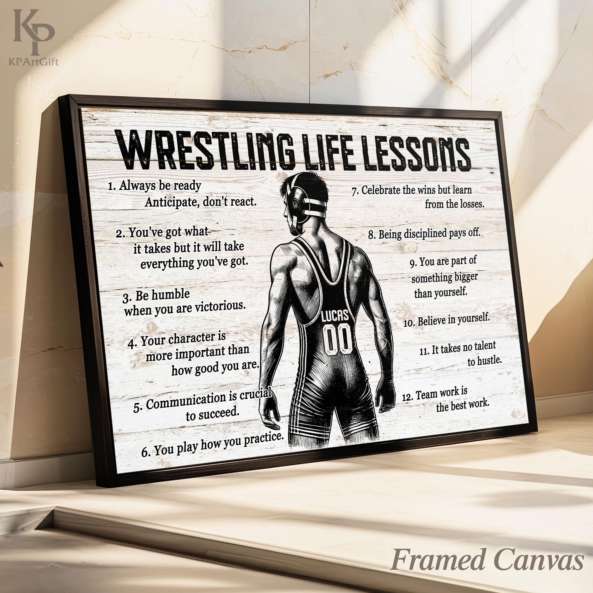 Wrestling Life Lessons Personalized Canvas, Custom Wrestling Poster ...