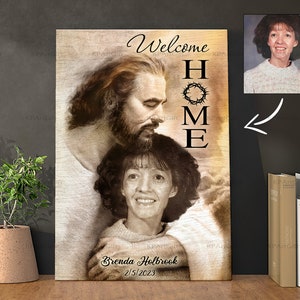 Portrait With Jesus, Welcome Home Jesus Canvas Wall Art, Custom ...