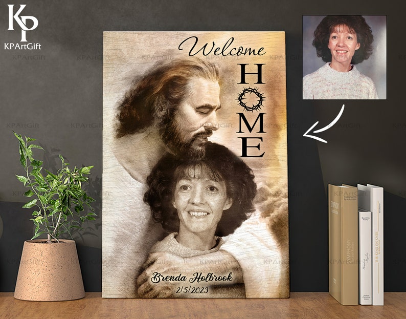 Portrait With Jesus, Welcome Home Jesus Canvas Wall Art, Custom ...