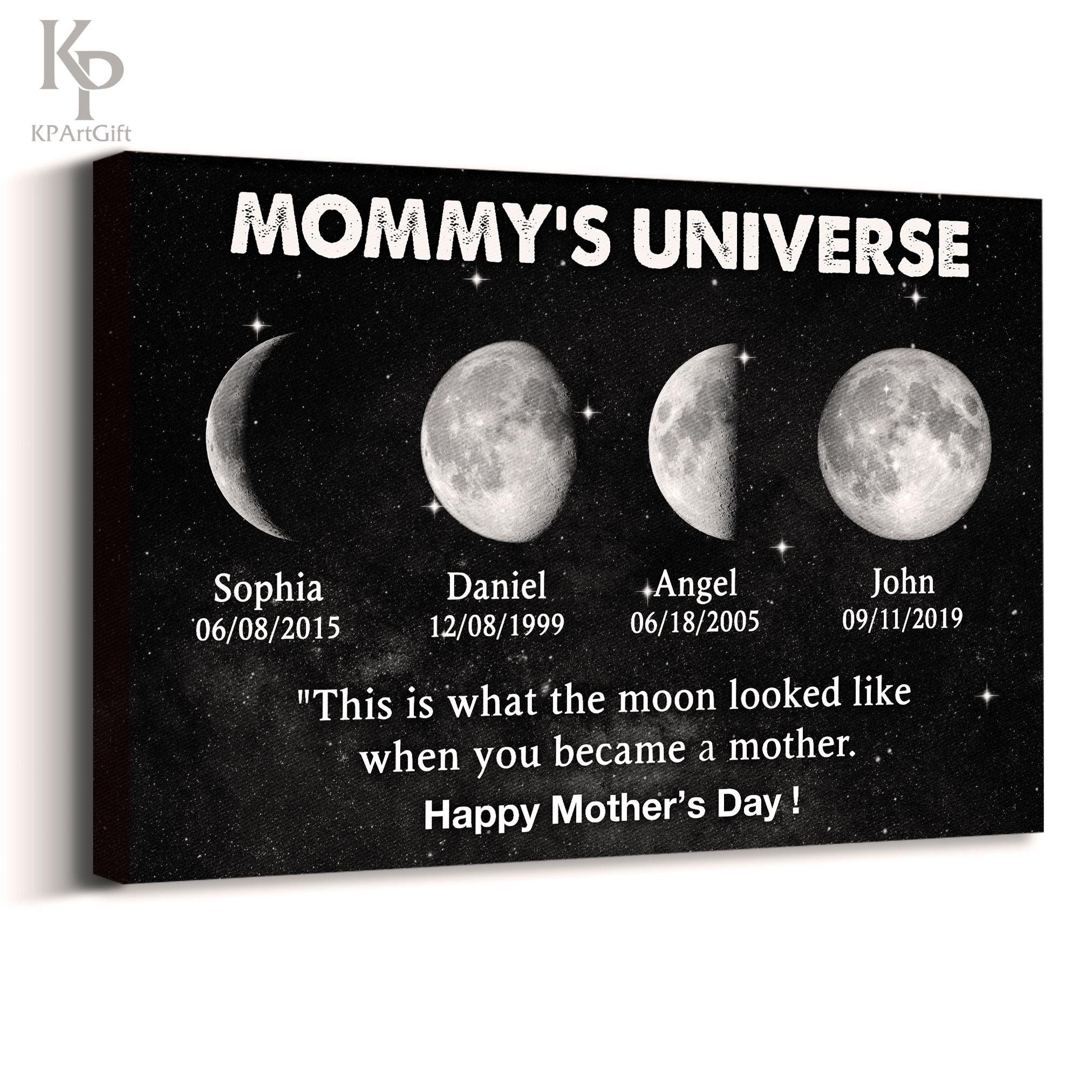 Custom Mommy’s Universe Moon Phase, Mother’s Day Gift With Kids’ Birth ...