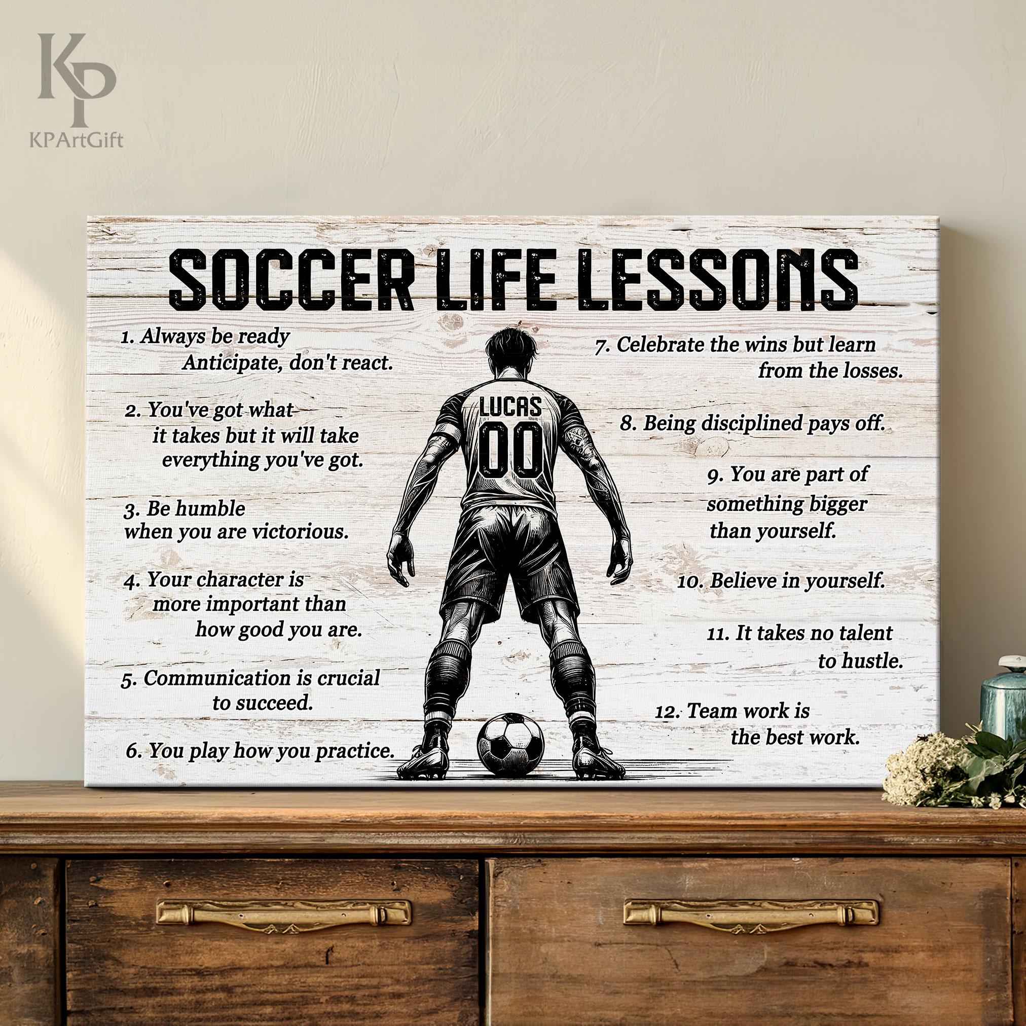 Soccer Life Lessons Personalized Canvas, Custom Soccer Poster Print ...