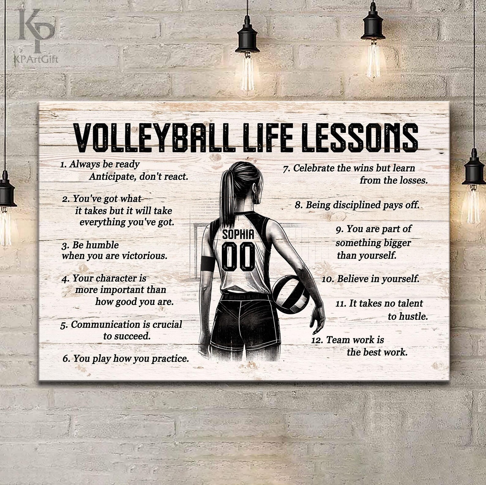 Volleyball Life Lessons Personalized Canvas, Custom Volleyball Poster ...