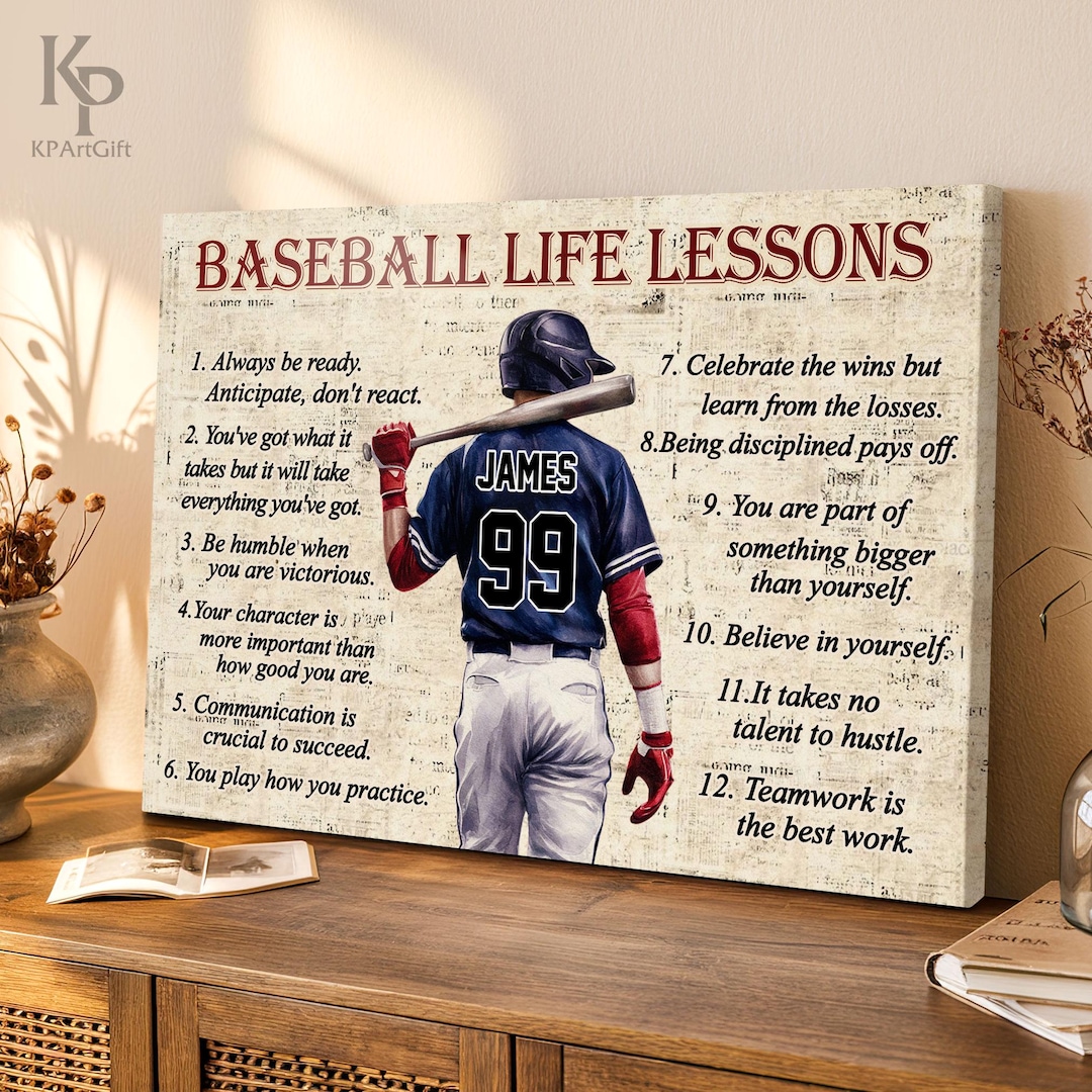 Personalized Baseball Life Lessons Canvas With Custom Name and Number ...