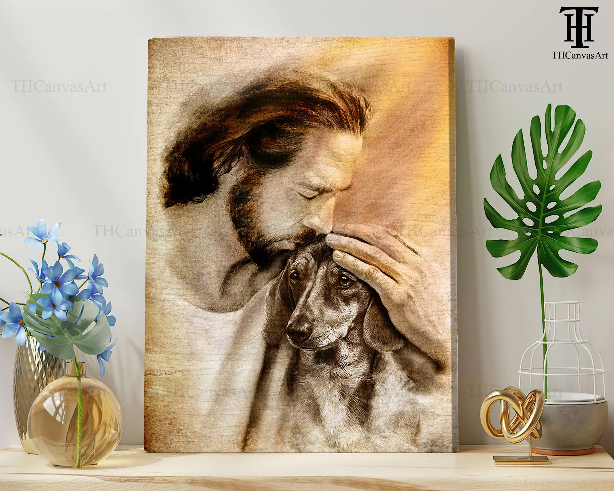 Jesus With Dog Painting, DIGITAL Download File, Jesus and Dog, Welcome ...