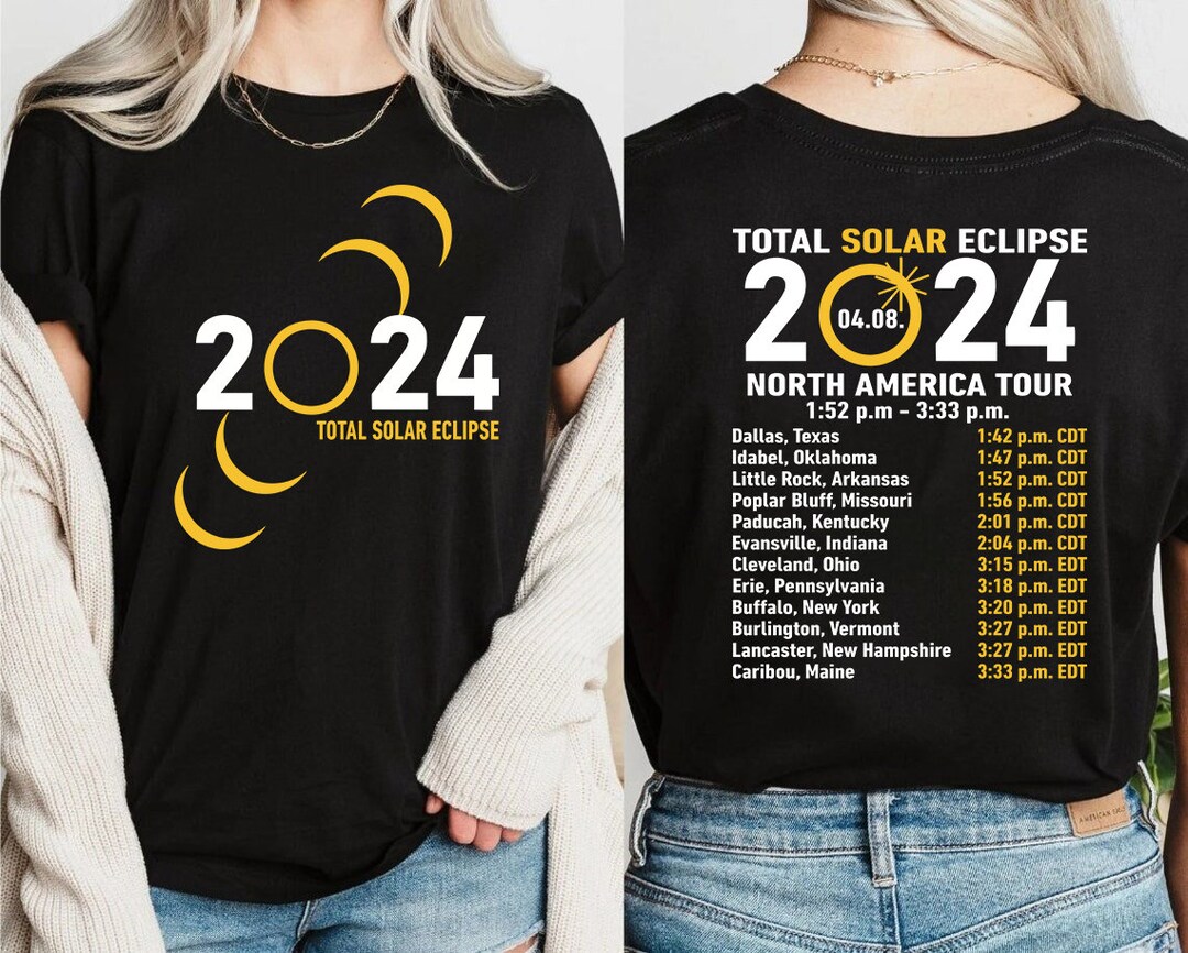 Total Solar Eclipse 2024 PNG Double-sided Shirt PNG File, April 8th ...