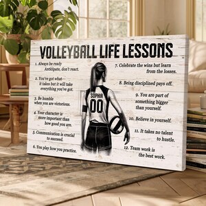 Volleyball Life Lessons Personalized Canvas, Custom Volleyball Poster ...