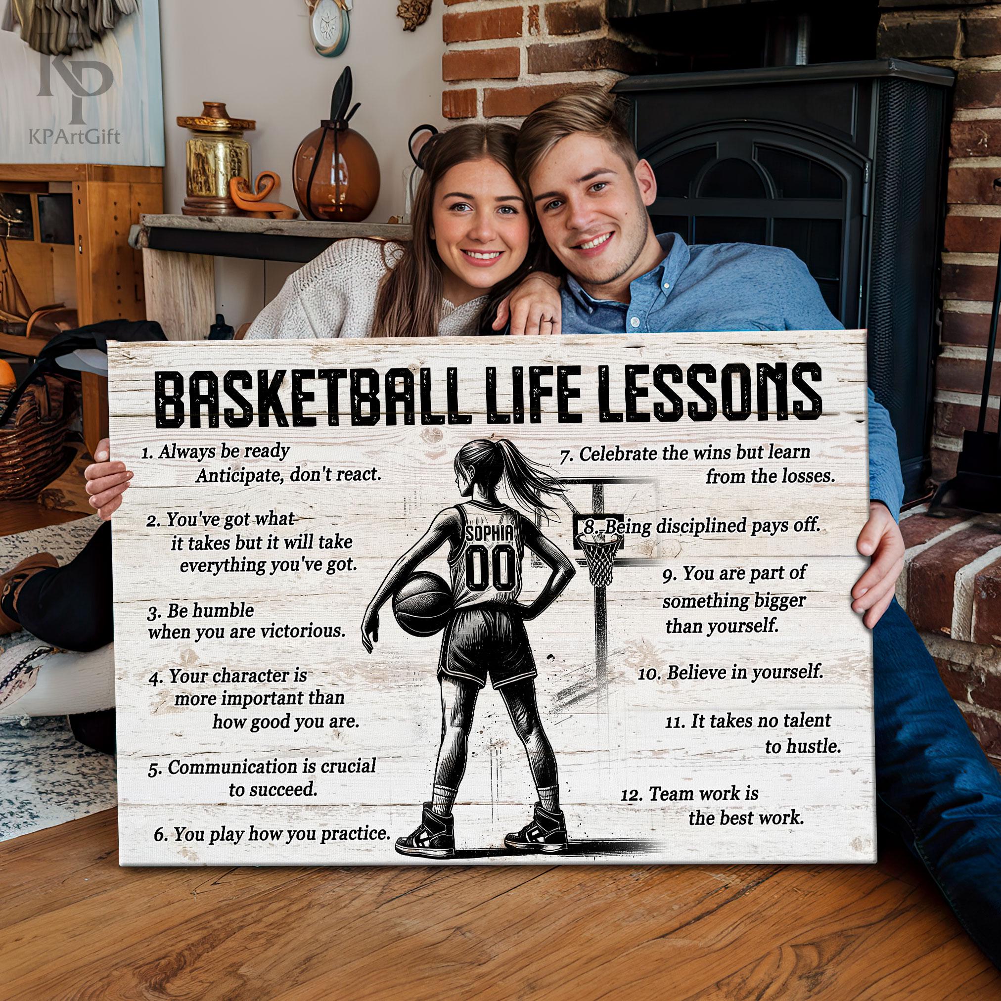 Basketball Life Lessons Personalized Canvas, Custom Basketball Poster ...