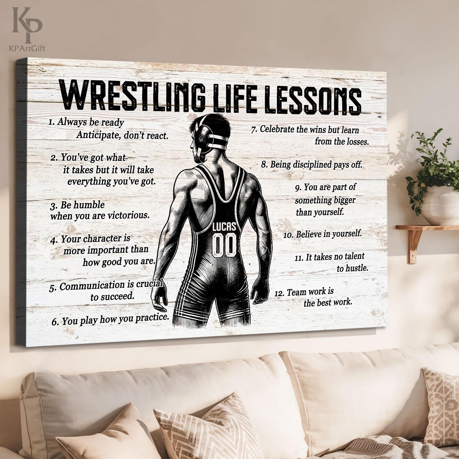 Wrestling Life Lessons Personalized Canvas, Custom Wrestling Poster ...