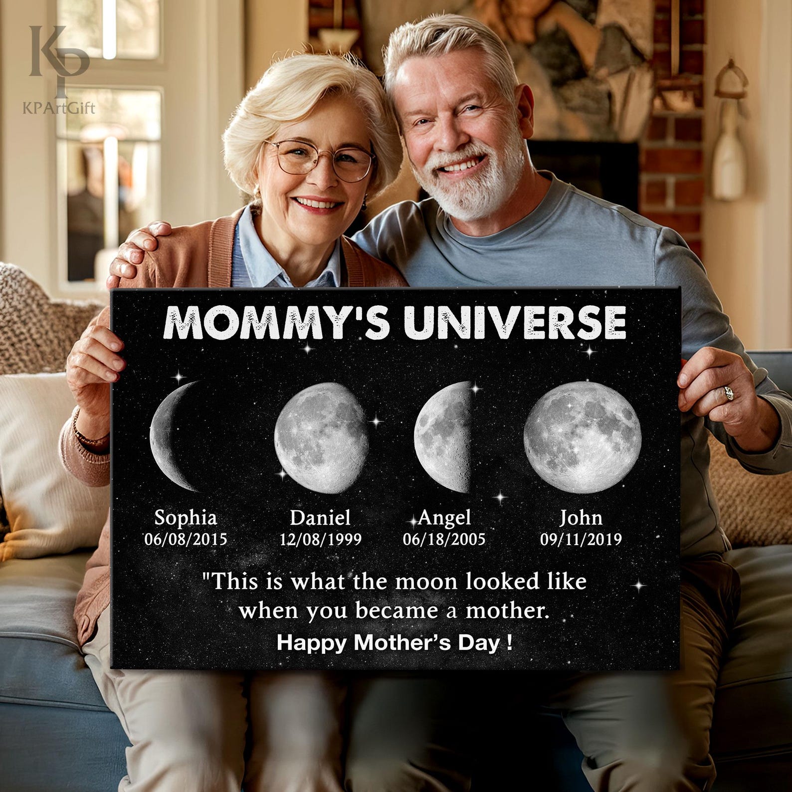 Custom Mommy’s Universe Moon Phase, Mother’s Day Gift With Kids’ Birth ...