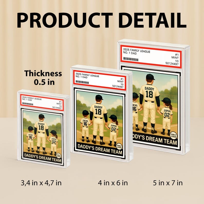 Baseball No. 1 Dad Grandpa Man Kids Trading Card Style, Custom Acrylic ...
