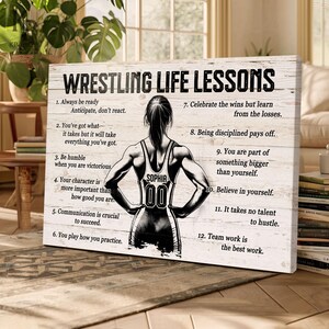 Wrestling Life Lessons Personalized Canvas, Custom Wrestling Poster ...