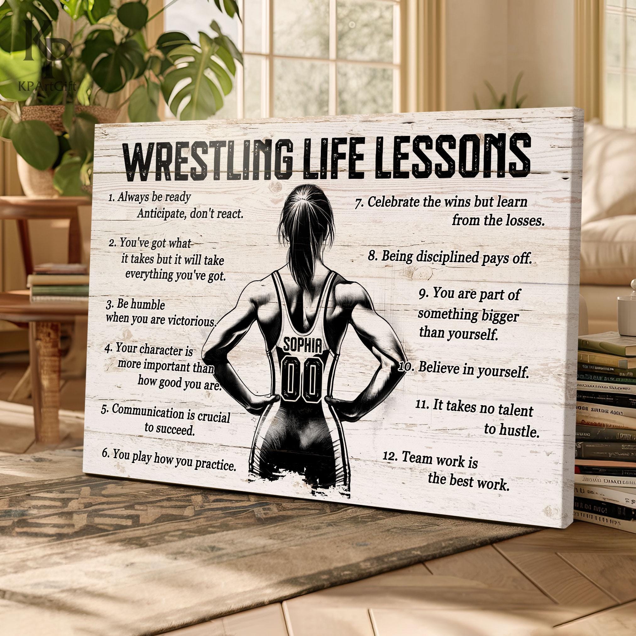 Wrestling Life Lessons Personalized Canvas, Custom Wrestling Poster ...