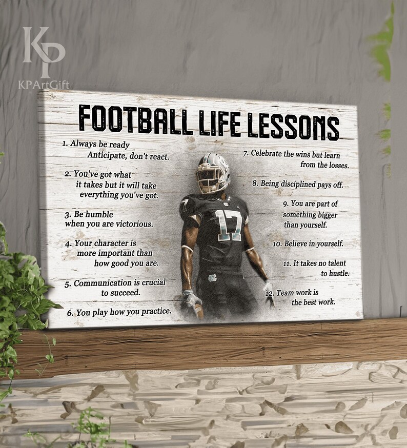 Football Life Lessons Personalized Canvas Poster, Custom Football Wall ...