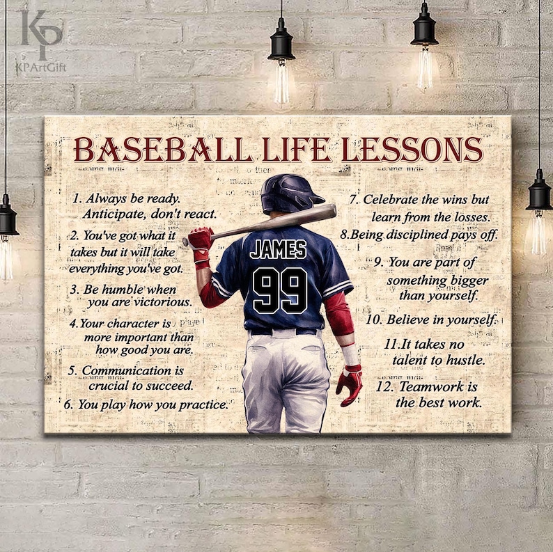 Personalized Baseball Life Lessons Canvas With Custom Name and Number ...