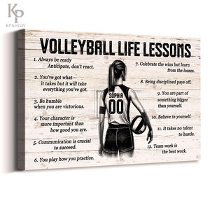 Volleyball Life Lessons Personalized Canvas, Custom Volleyball Poster ...