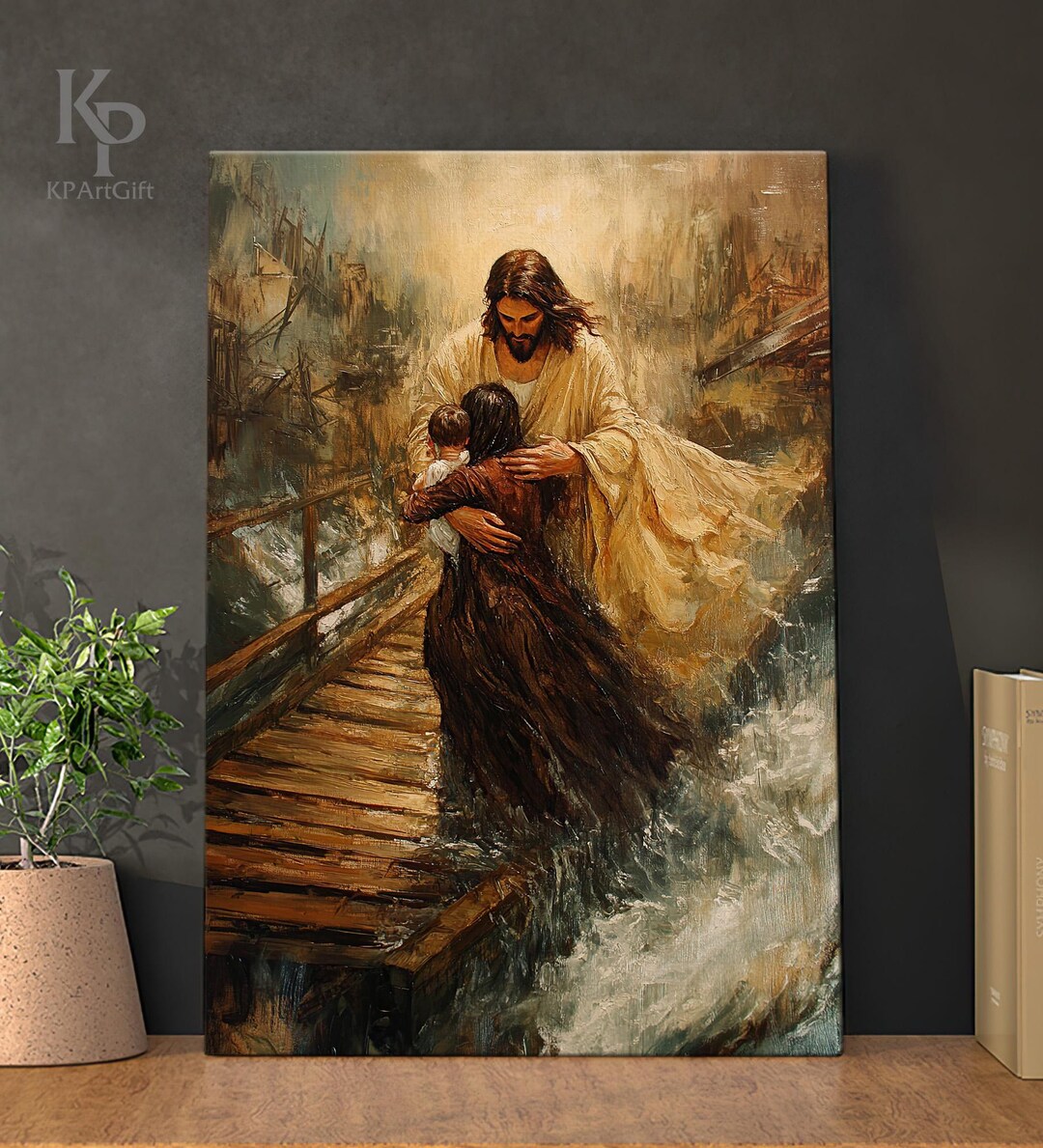 Jesus Protecting Family Canvas, Inspirational Christian Art of Love ...