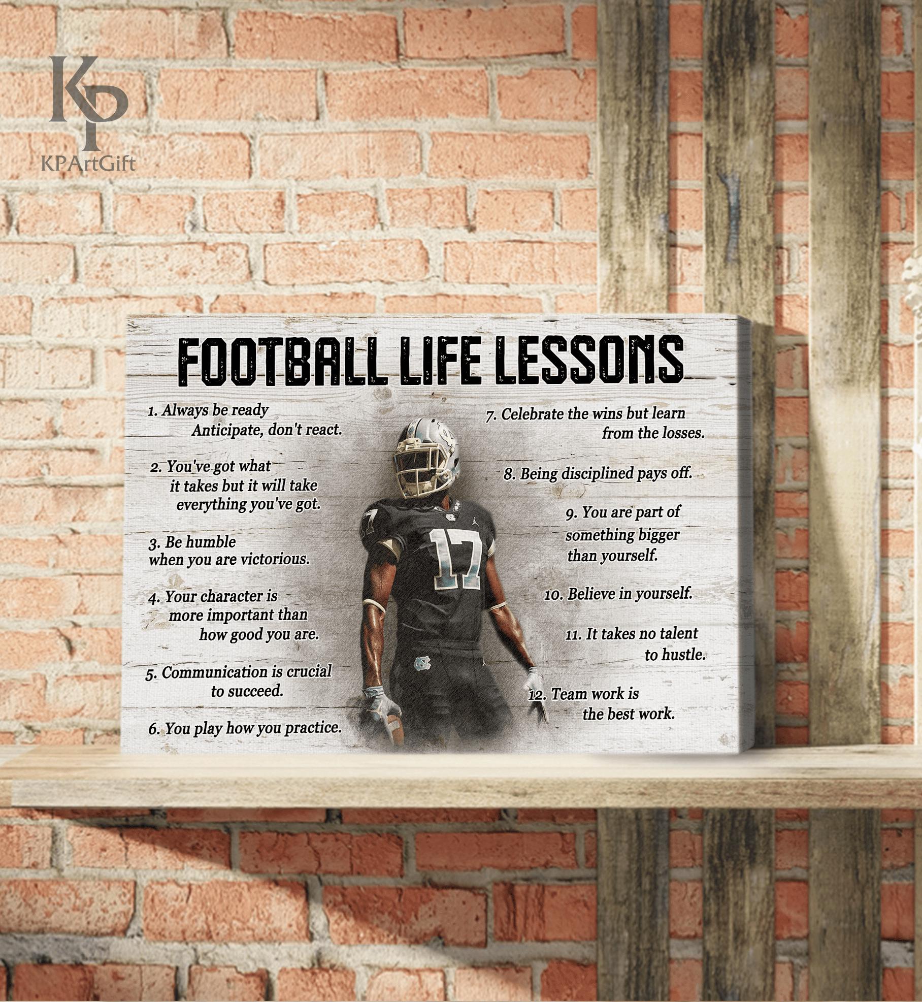 Football Life Lessons Personalized Canvas Poster, Custom Football Wall ...