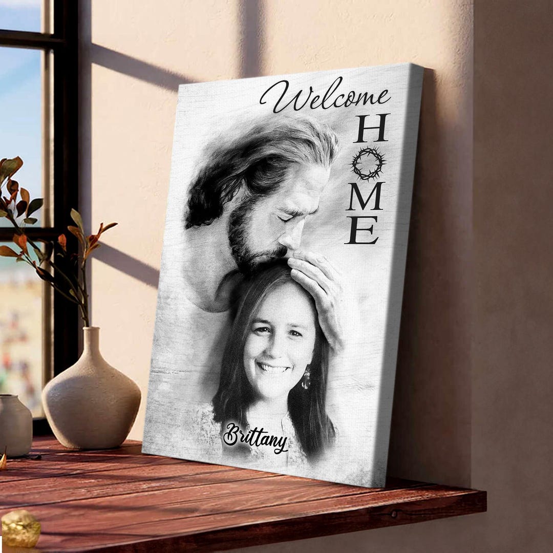 Personalized Memorial Canvas – Jesus Welcome Home Artwork – Christian ...