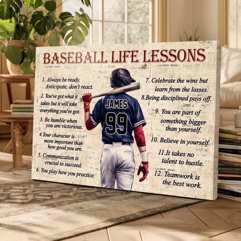 Personalized Baseball Life Lessons Canvas With Custom Name and Number ...