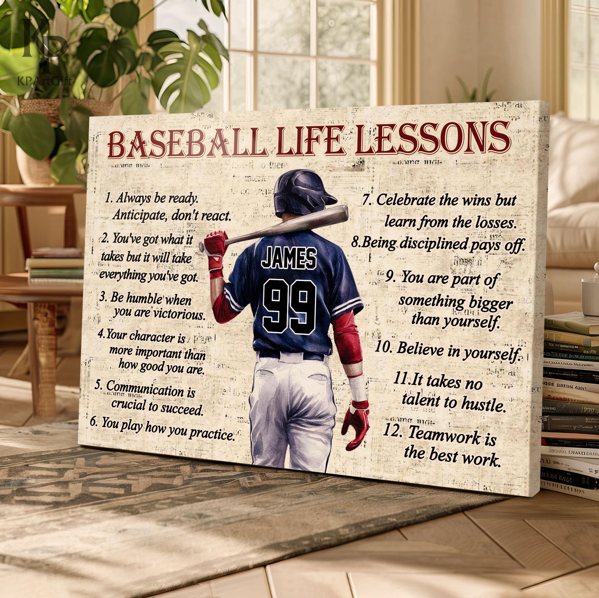 Personalized Baseball Life Lessons Canvas With Custom Name and Number ...