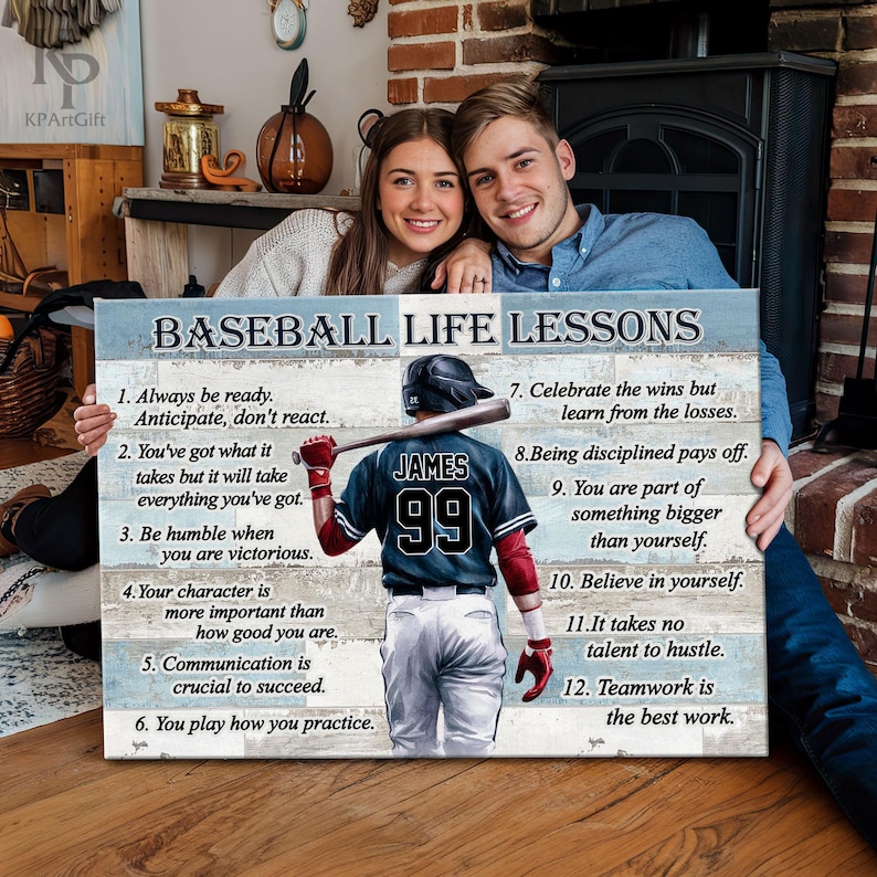Baseball Life Lessons Custom Canvas - Personalized Motivational Sports ...