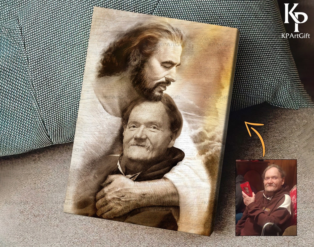 Portrait With Jesus, Welcome Home Jesus Canvas Wall Art, Custom ...