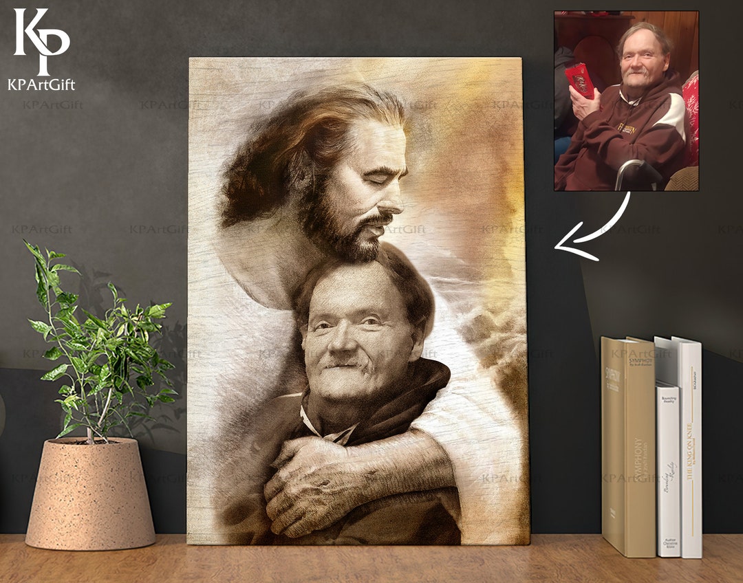 Portrait With Jesus, Welcome Home Jesus Canvas Wall Art, Custom ...