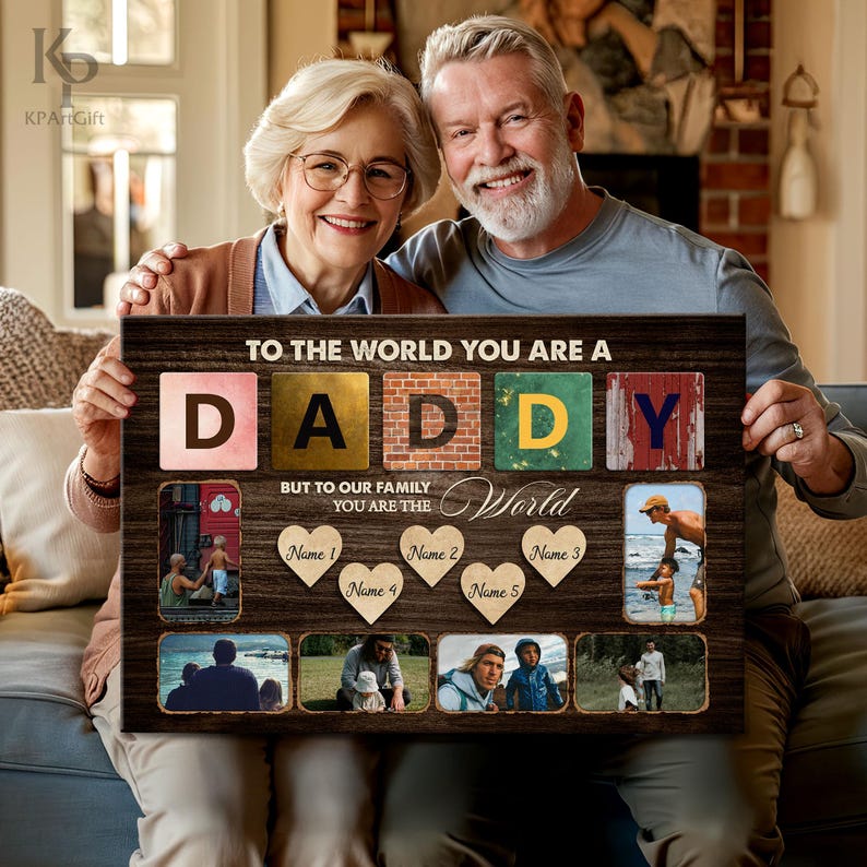 Personalized Daddy Canvas, Custom Photo Wall Art for Dad, Father’s Day ...
