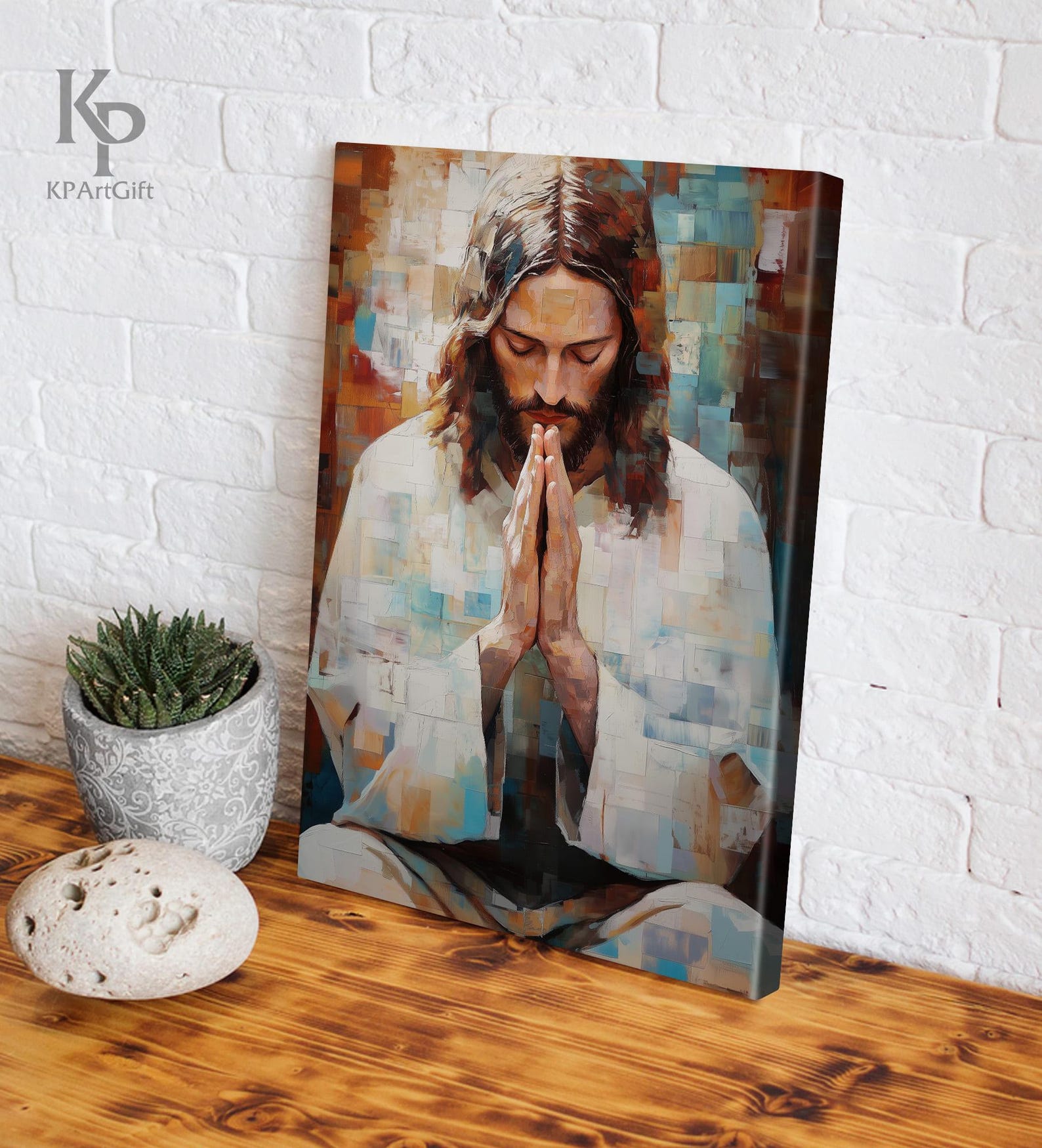 Jesus Praying Canvas Art, Sacred Moment of Reflection, Christian Wall ...