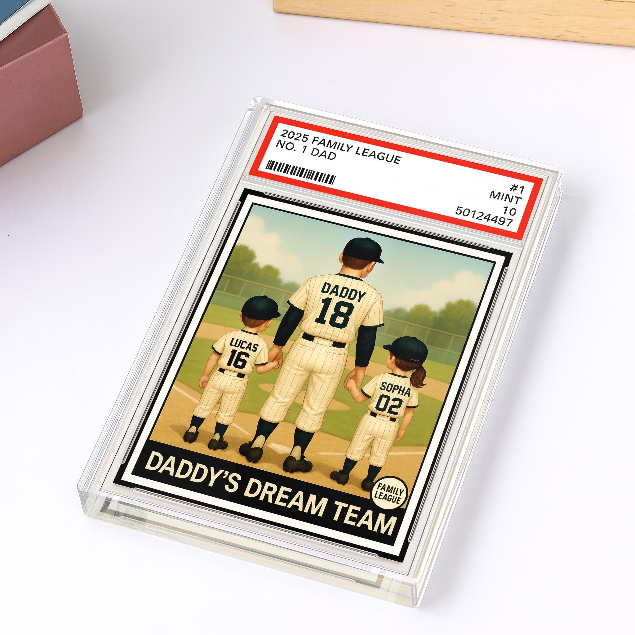 Baseball No. 1 Dad Grandpa Man & Kids Trading Card Style, Acrylic Block ...