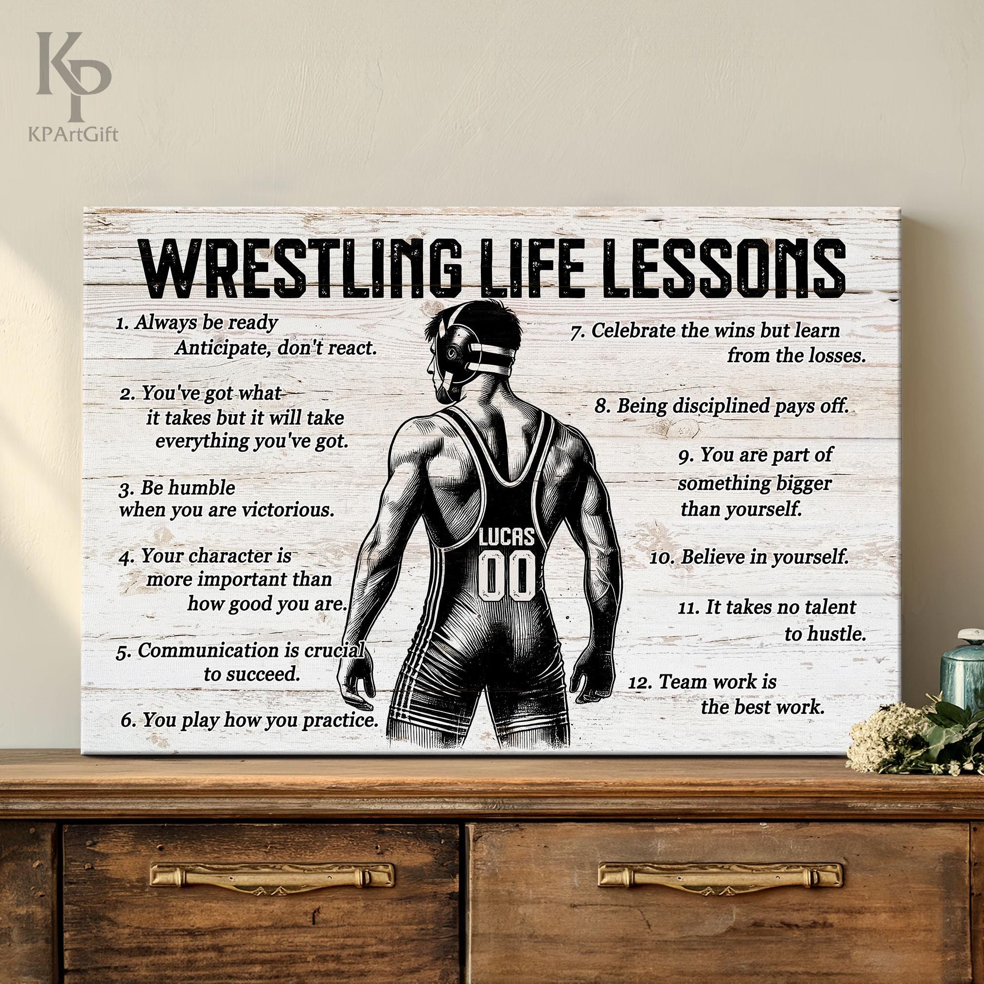 Wrestling Life Lessons Personalized Canvas, Custom Wrestling Poster ...