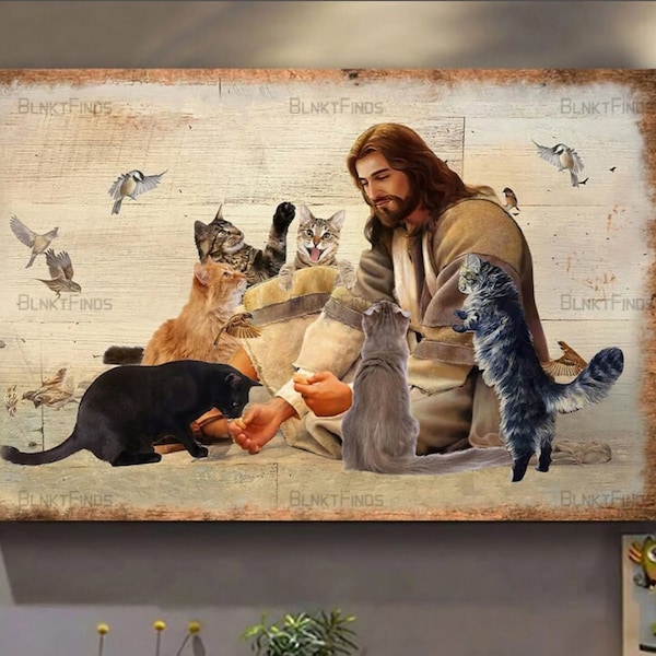 Jesus With Cats - Etsy