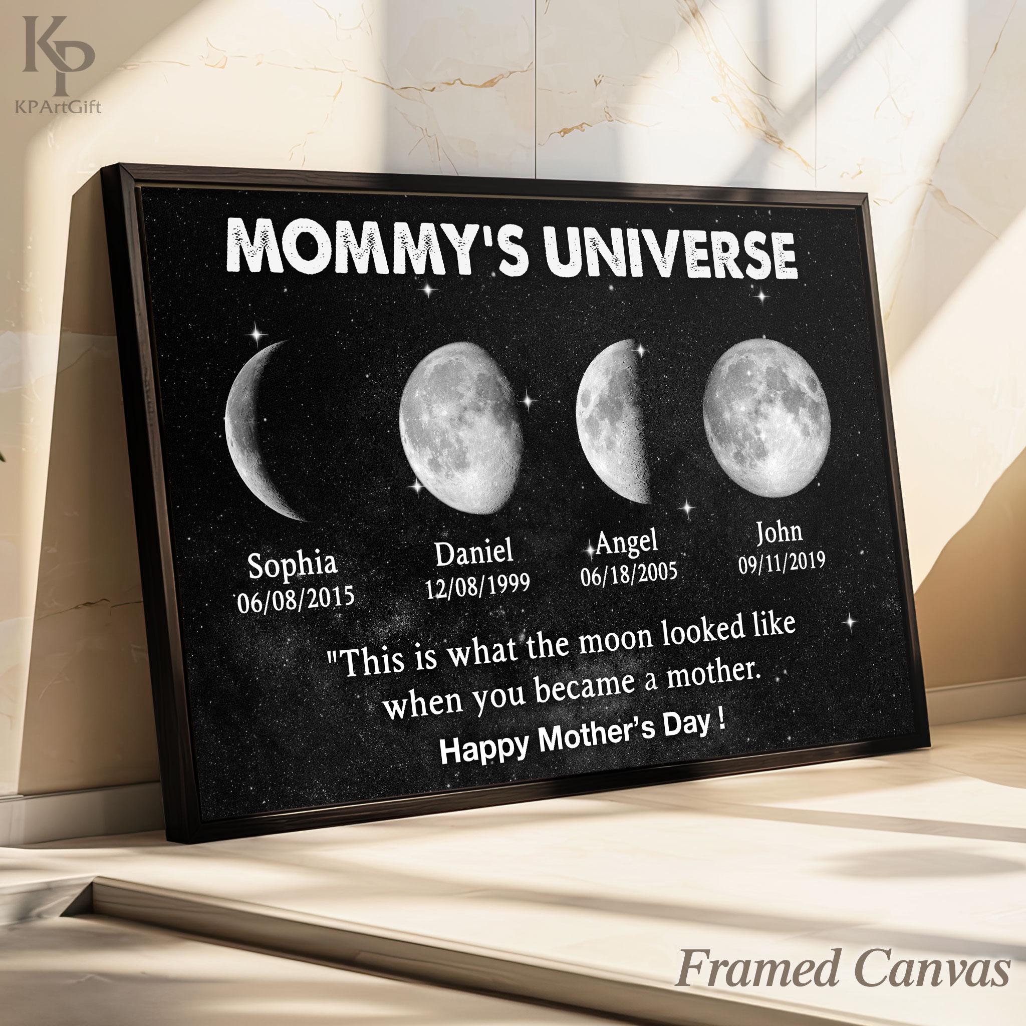 Custom Mommy’s Universe Moon Phase, Mother’s Day Gift With Kids’ Birth ...