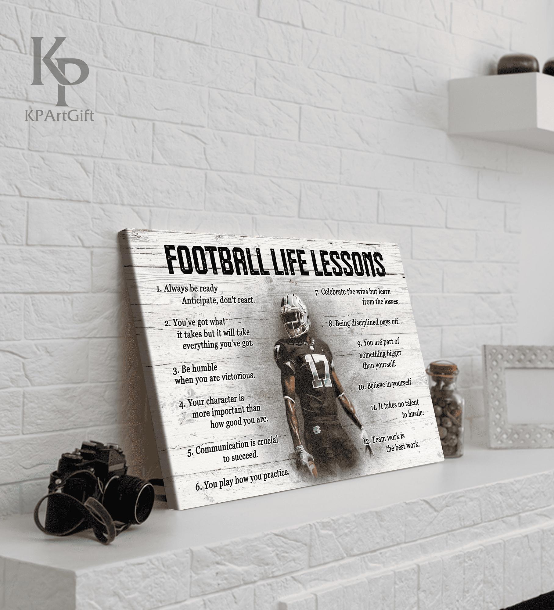 Football Life Lessons Personalized Canvas Poster, Custom Football Wall ...